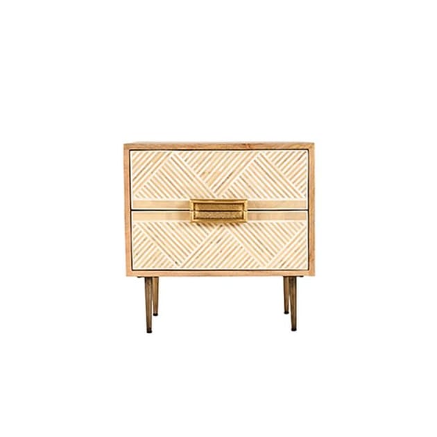 Aziza Bedside Table - BROWN WOOD | Marina Home Qatar