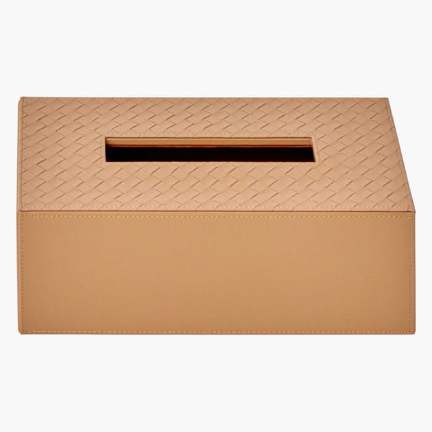 Sautele Rectangular Tissue Box - BROWN LEATHER | Marina Home Qatar
